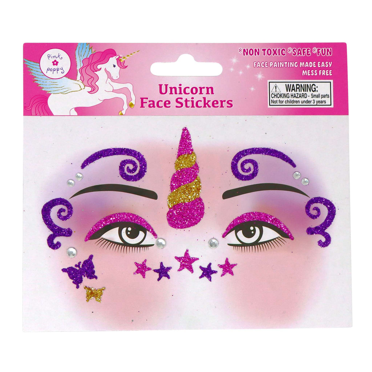 Dreamy Unicorn Sparkling Face Stickers – Pink Poppy B2C USA